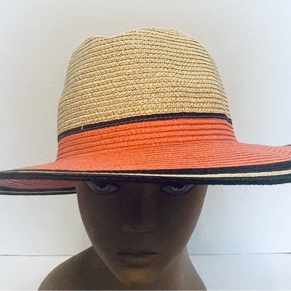 betmar | Accessories | Betmar New York Peach Brown Tan Straw Hat Wide ...